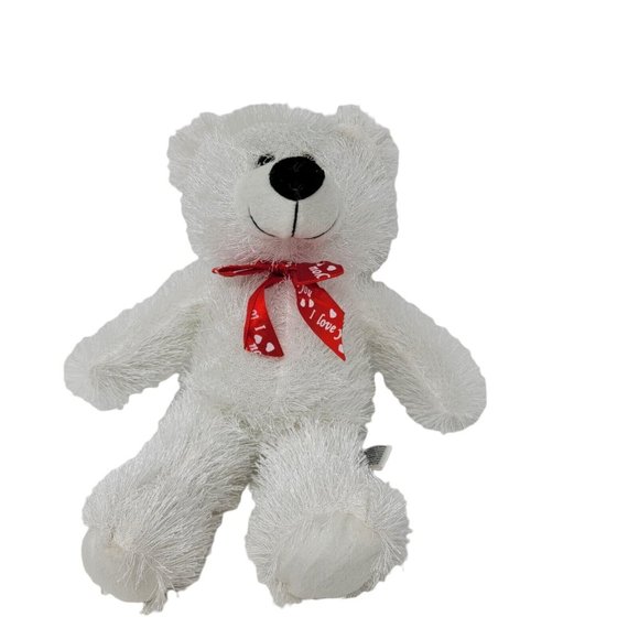 Nova | Toys | Teddy Bear Stuffed Plush Animal White 2 I Love You Bow ...